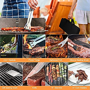 OlarHike BBQ Grill Accessories Set for Men Women, General 22PCS Grilling Accessories Set, 16 Inches Stainless Steel BBQ Tools Gifts Utensil with Spatula, Tongs, Skewers for Barbecue, Camping, Kitchen