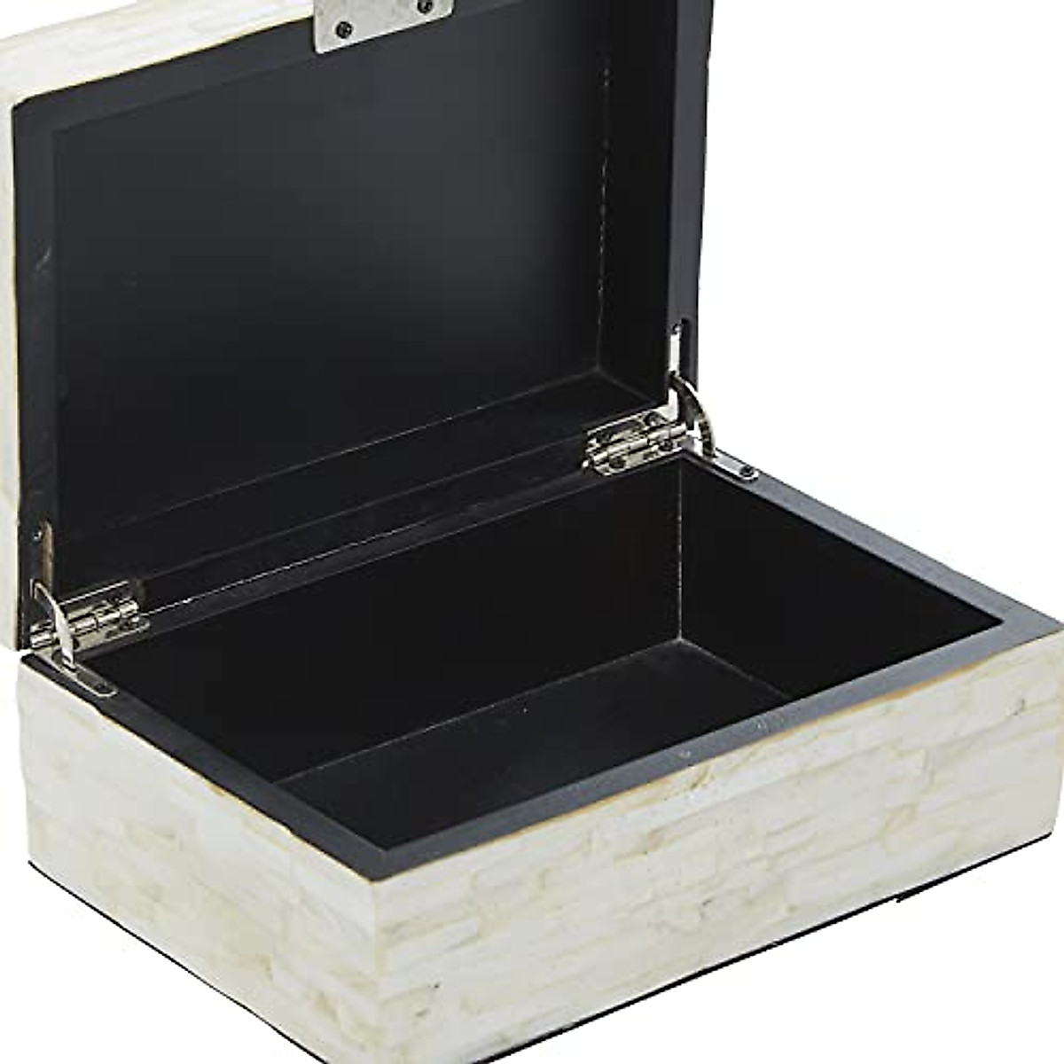 Deco 79 Mother of Pearl Handmade Box with Hinged Lid, Set of 2 12", 8"W, White