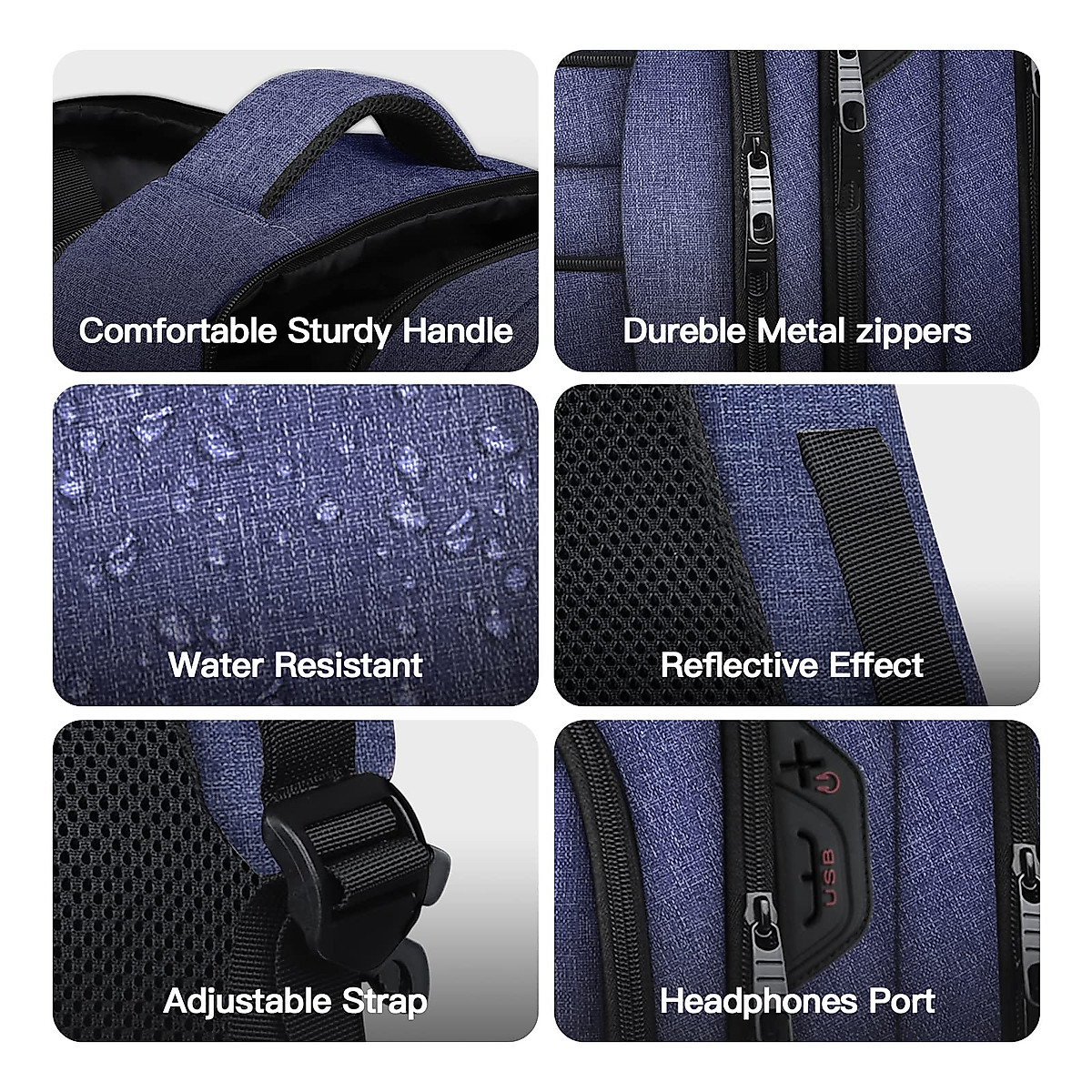 Large Backpack, Travel Backpack, Laptop Backpack, Durable 17 Inch Extra Large TSA Computer Backpacks with USB Charging Port, 40L High Capacity Water Resistant TSA Carry on Computer Business Bag, Blue