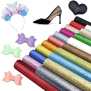 FOPINOA 20PCS Glitter Faux Leather Sheets, 8.26 x 11.8 Inch Faux Leather Fabric Sheets A4 PU Faux Leather Sheets for DIY Crafts, Jewelry Making, Sewing, Craft Making