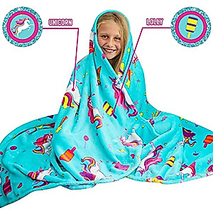 GirlZone Unicorn Fleece Blankets for Girls, Large Fluffy Blankets for Teen Girls with Cute Unicorn and Mermaid Designs, Great Unicorn Gift Ideas for Girls