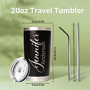 Petalsun Personalized Tumbler with Names, Custom Travel Coffee Tumbler - 16 Designs, 10 Colors, 20oz tumbler with lid and straw, Personalized Birthday Gifts for Mom Women Men Anniversary