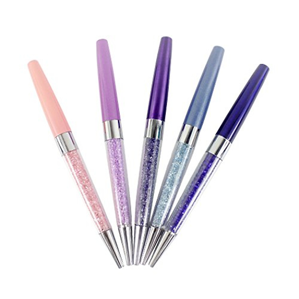 Gullor 5PCS Bling Bling Silm Crystal Diamond Retractable Ballpoint Pen - Style A