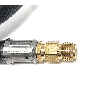 2' LP Propane Gas Hose Assembly Pig Tail Soft Nose POL x 1/4 Male Inverted Flare [948-746] High or Low Pressure. Converts POL LP Tank cylinder Connection RV Replacement Part