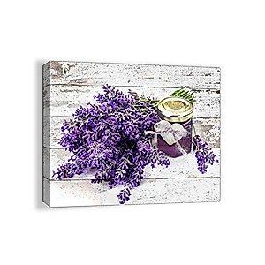 Bathrooms Purple Lavender Pictures Wall Decor Artwork for Wall Bathroom Decor Wall Art Modern Home Decor Bedroom Art Girls Flowers Wall Decor Rustic Canvas Framed Kitchen Wall Decoration Size 12x16