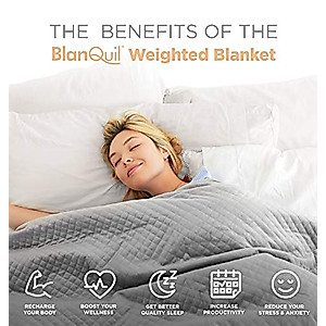 BlanQuil Quilted Weighted Blanket (Grey 20lb) W/Removable Cover, 48x72, Grey-20lb