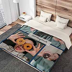 Artsadd Custom Blankets with 4 Photos, Picture Collage Customized Blankets, Personalized Throw Blanket for Dad, Mom, Kids, Friends or Lover, Birthday, Father's Day, Valentines Gifts 60"x80"
