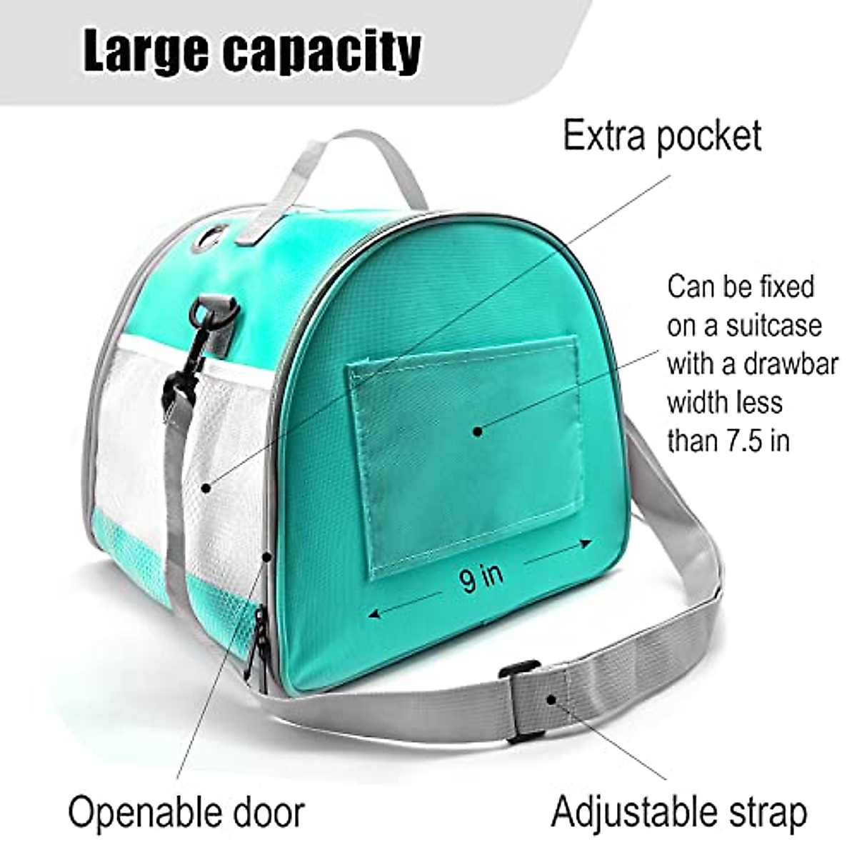 Small Animal Carrier Bag, Upgraded Portable Guinea Pig Carriers, Transparent Hamster Carrying Case, Reptile Rat Rabbit Bearded Dragon Hedgehog Carrier Bag for Travel, Hiking, Walking, Outdoor (Green)