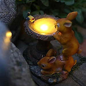 SDBRKYH Rabbit Model Decoration, Animal Solar Light Creative Garden Outdoor Night Light Resin Painted Craft Garden Landscaping Home Decoration