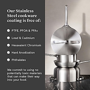 Caraway Stainless Steel Sauce Pan (3 Qt) - 5-Ply Stainless Steel - Oven Safe & Stovetop Agnostic - Non Toxic, PTFE & PFOA Free