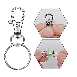 104PCS Swivel Snap Hooks with Key Rings, Metal Lobster Claw Clasp, Keychain Rings for Crafts 1.25inch/32mm