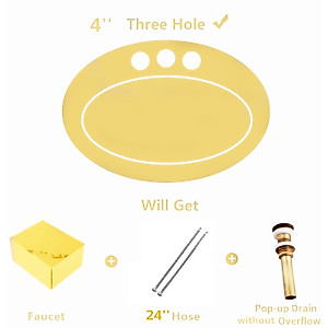 HIHIA Antique Brass Bathroom Faucet 2 Handle Centerset, with Copper Pop Up Drain Without Overflow and Two Water Supply Lines, 4 Inch Bath Lavatory Vanity Faucets Set for Bathroom Sinks