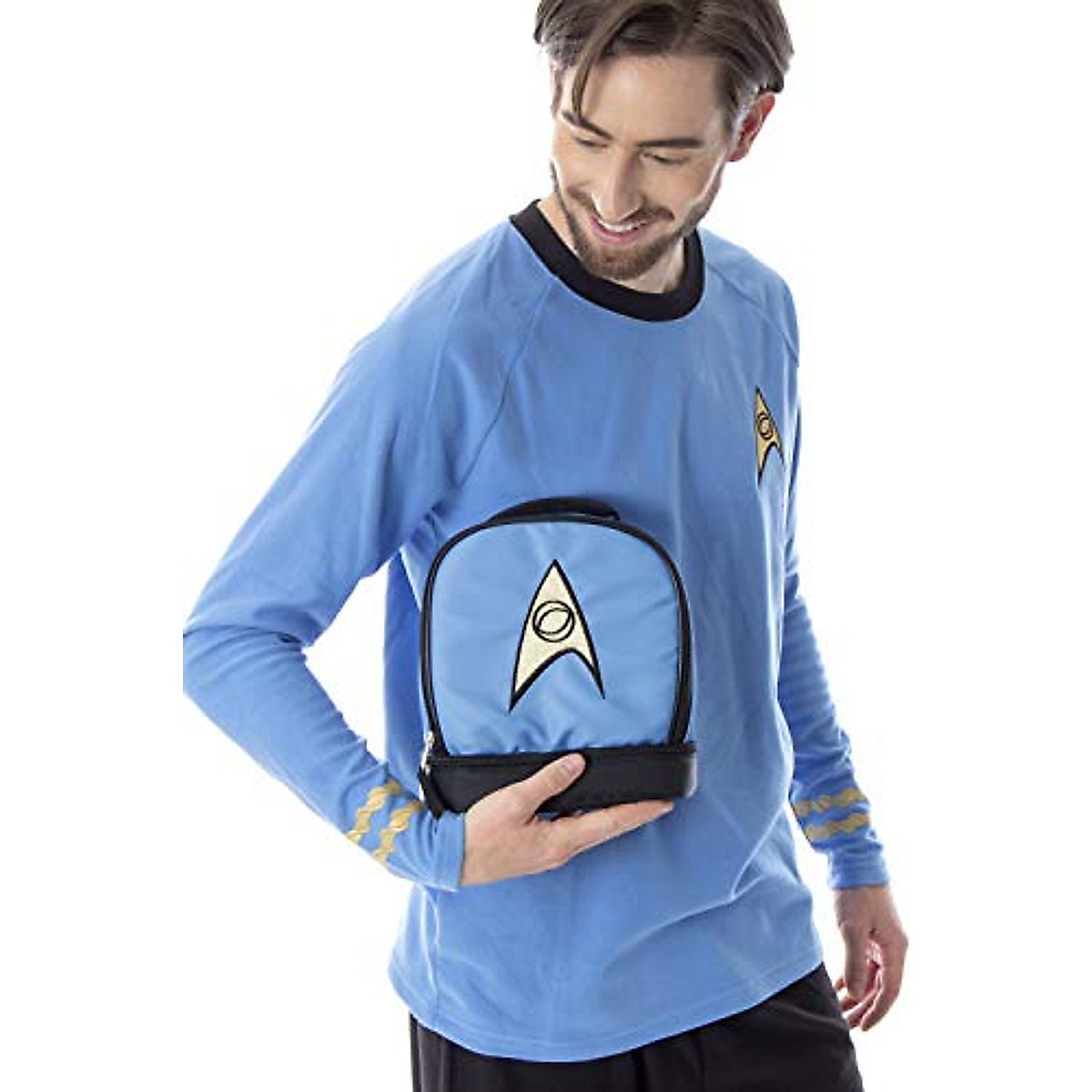 Star Trek The Original Series Spock Embroidered Science Officer Logo Dual Compartment Insulated Lunch Box Bag Tote