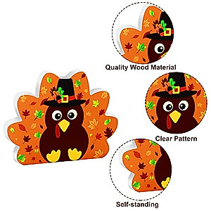 Thanksgiving Wooden Decor - 5 PCS Faux Decorative Book Stack & Turkey Truck Table Signs, Fall Tiered Tray Decor for Farmhouse Autumn Harvest Thanksgiving Decorations