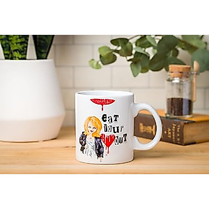 Silver Buffalo Chucky Eat Your Heart Out Scary Ceramic Mug, 20 Ounces