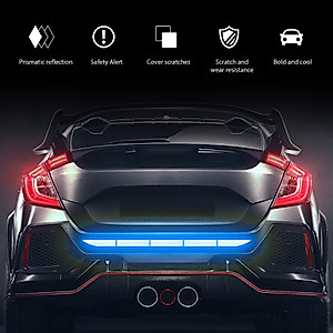 UGSHY 5 PCS Car Rear Reflective Stickers, 35.4" x 1.3" Trunk Body Anti-rearend Collision Safety Warning Decals, Bumper Arrow Eye-catching Decorative Stickers, Universal for Most Cars (Blue)