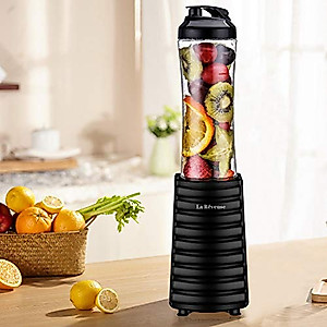 La Reveuse Smoothies Blender 300 Watt with 18 oz BPA Free Portable Travel Sports Bottle (Black)