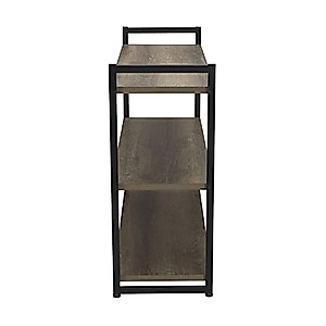 Household Essentials Ashwood 3 Tier Storage Shelf with Metal, Grey Shelves – Black Frame