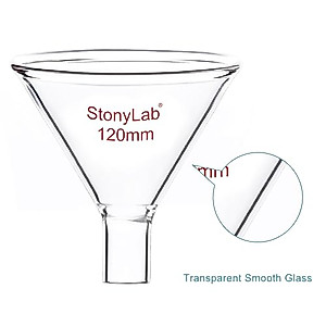stonylab Glass Powder Funnel, Heavy Wall Borosilicate Glass Short Stem Funnel with 120 mm Top Diameter and 22 mm Stem Length