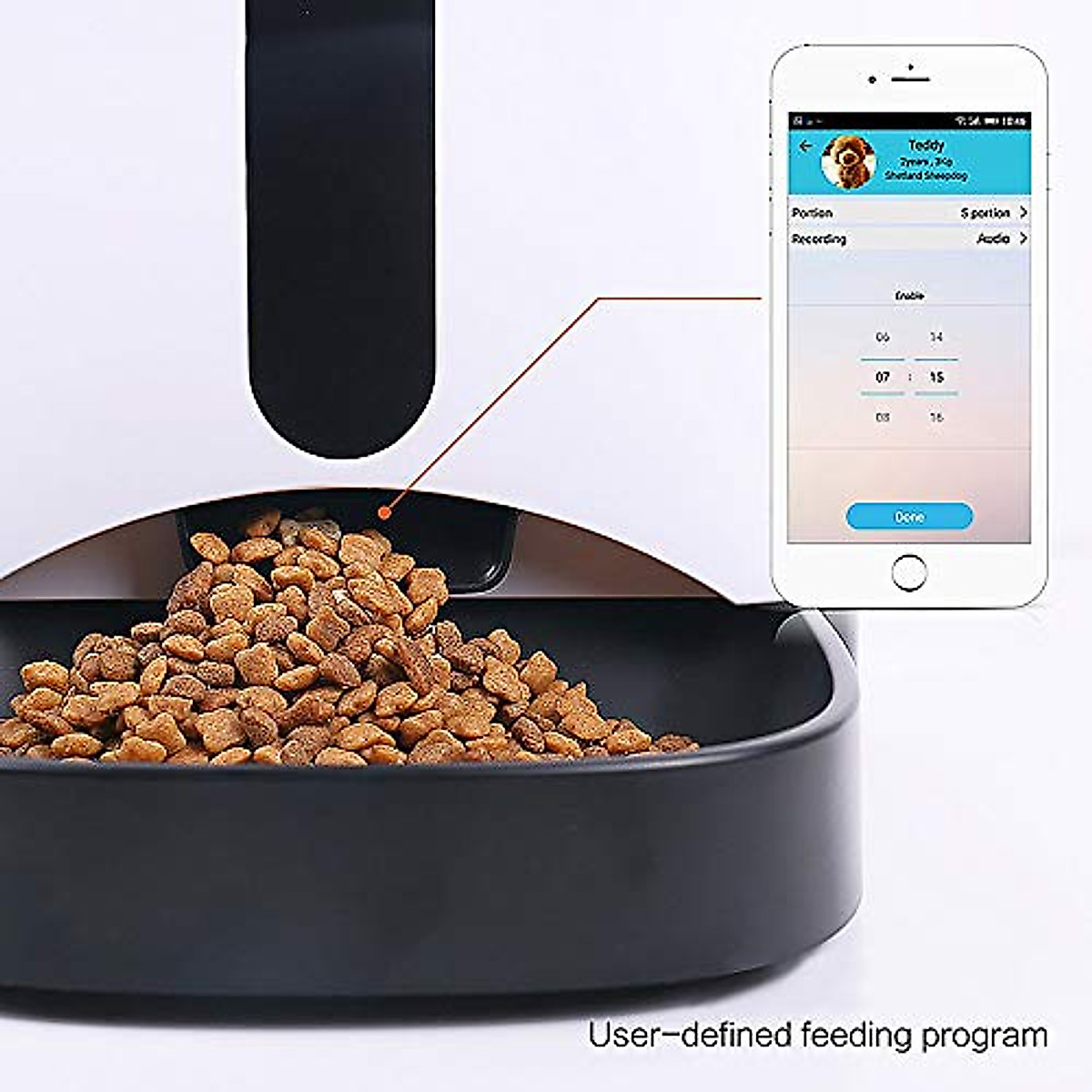 ZZK Intelligent Feeder Automatic Feeding Cats and Dogs pet Food Distributor rationing Feeder Surveillance Camera,C