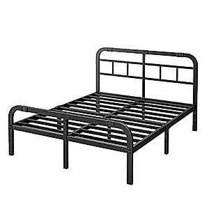 Cleaniago 14 Inch High King Size Bed Frame with Headboard and Footboard, 14 Inch High, Steel Slats with 3000lbs Support, No Box Spring Needed, Noise Free,Easy Assembly, Black