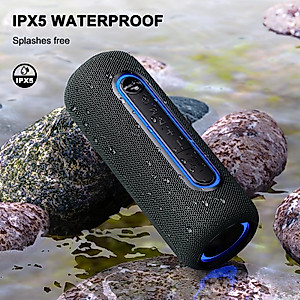 Bobtot Portable Bluetooth Speaker Wireless Speaker, TWS Stereo Sound Bluetooth 5.0 Waterproof IPX5 Built-in Mic with RGB Lights for Home Indoors and Outdoors Party…