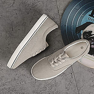 yageyan Men’s Low Top Canvas Walking Shoes Lace-up Fashion Sneakers Casual（GRA11） Grey