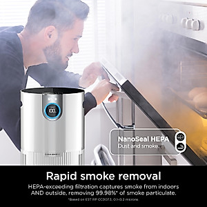 Shark Air Purifier for Home Large Room, Clean Sense Technology, HEPA Air Filter, 1000 Sq Ft, Kitchen, Captures 99.98% of Particles, Pet Dander, Pollutants, Dust, Smoke, Allergens & Smells, HP201