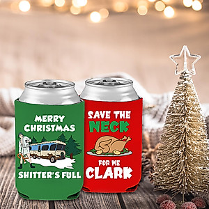 Funny Christmas Beer Can Covers, Christmas Vacation Merchandise Decorations, 8 Pcs Can Cooler Sleeves, 12 oz Reusable Can Coolers for Beverage Soda Drinks, Novelty Holiday Party Decor Supplies