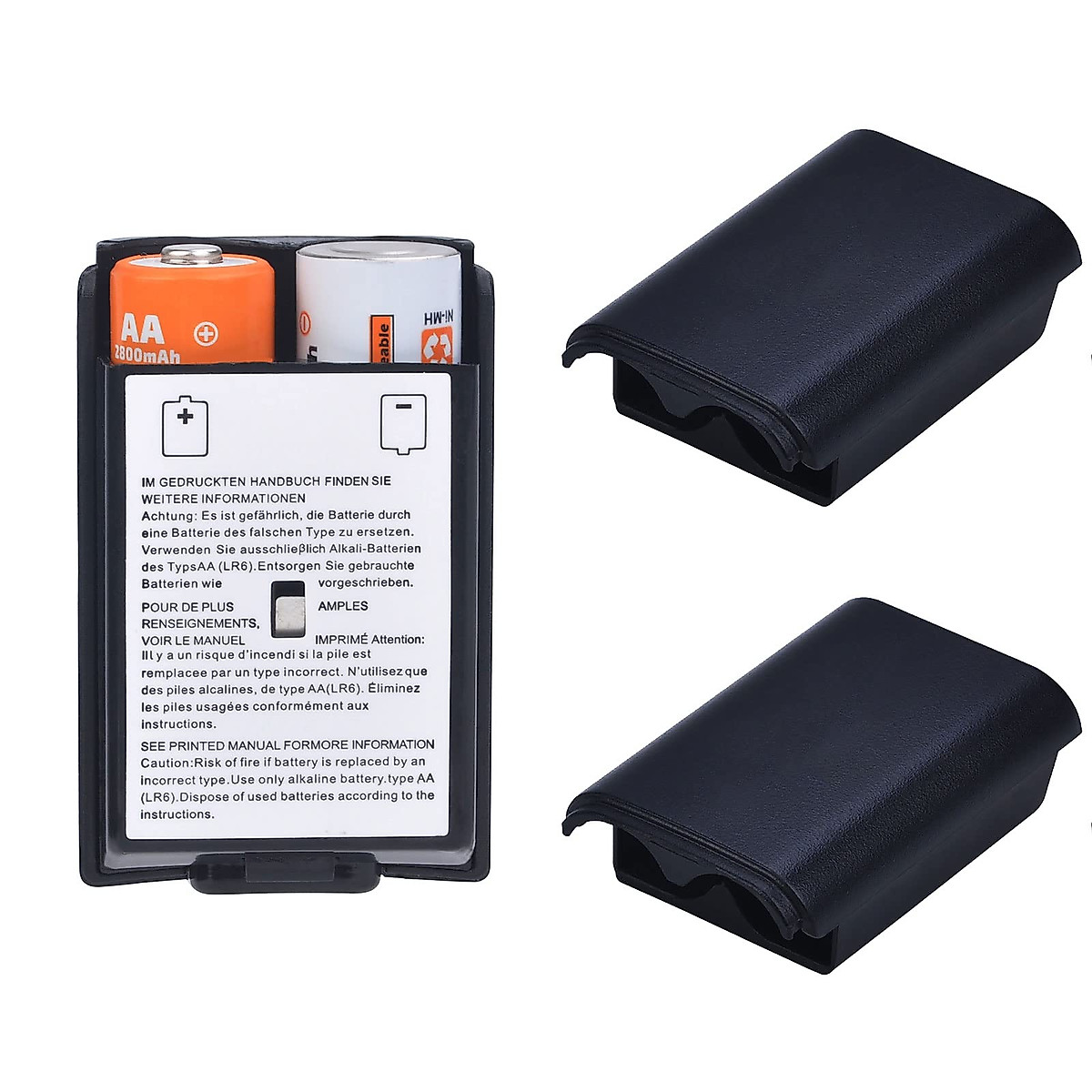 4 Pack Battery Pack Cover Shell Case for Xbox 360 Wireless Controller (2*Black, 2*White)