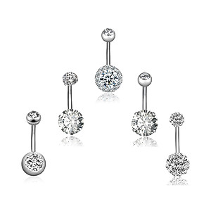 REVOLIA 14G Stainless Steel Belly Button Rings for Women Navel Rings CZ Body Piercing
