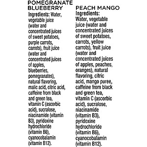 V8 +Energy Variety Pack, Healthy Energy Drink, 12 Pomegranate Blueberry and 12 Peach Mango, 8 Oz Can)
