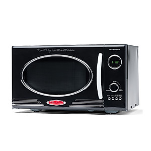 Nostalgia Retro Countertop Microwave Oven - Large 800-Watt - 0.9 cu ft - 12 Pre-Programmed Cooking Settings - Digital Clock - Kitchen Appliances - Black