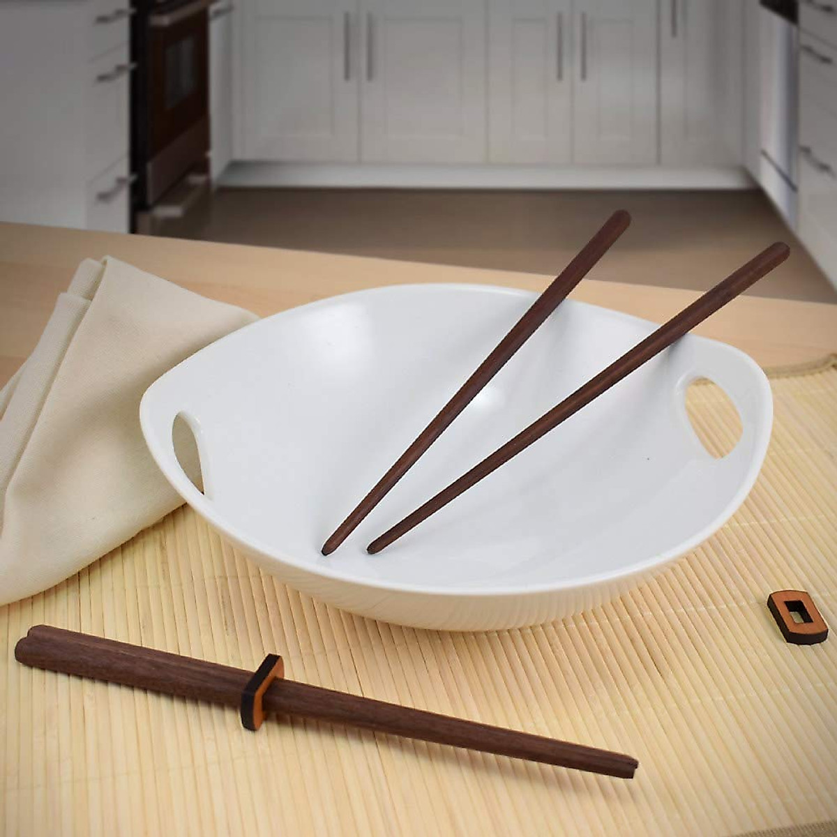 American Made Hardwood Chopsticks and Holder, 8.75-inch, Set of 2 (Black Walnut)