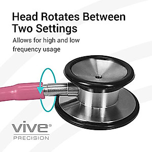 Vive Precision Dualhead Stethoscope - Dual Head Diaphragm Bell for Nurses, ER, Cardiology, Veterinary, Fetal Pediatrics Blood Pressure Kit - Double Barrel Chestpiece Device For Doctors, Students
