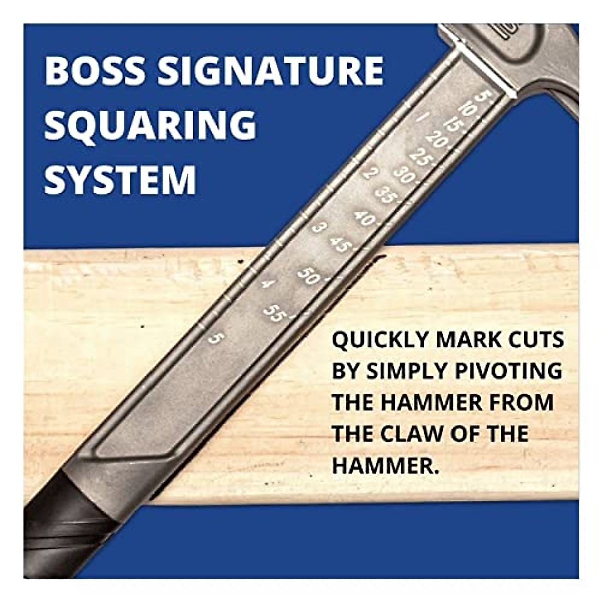 Boss Hammer Pro Series Titanium Hammer with Over-Molded No-Slip Rubber Grip - 16 oz, Construction Grade, Dual Side Nail Pullers, Milled Faced - BH16TIM