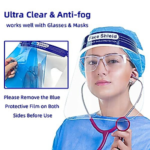 PANOPTX 10 Pack Plastic Clear Face Shield Anti Fog Protective Face Shield Mask Safety Face Shields for Daily Use