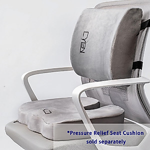CYLEN Gel Infused Memory Foam Back Cushion Lumbar Support Pillow for Office Chair, Car & Wheelchair - Adjustable Double Strap & 3D Washable Cover (Grey)