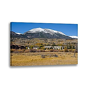 Wall Art Stretched and Framed Canvas Paintings Pictures Prints Artwork Buffalo Mountain and the Last of Autumn in Frisco Colorad Ready to Hang for Home Decorations Office Wall Décor