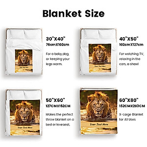 Customized Lion Blanket with Name, Personalized Throw Blanket for Kids Girls, Fuzzy Soft Blanket Microfiber, 60" x 80"