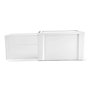 Starplast Large Stacking Drawer Unit: 1 Multiuse Plastic Storage Bin with Transparent Clear Pull-Out Stackable Drawer, 19.8 x 15.5 x 11.5 Inch 2 Colors