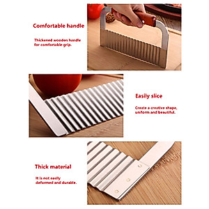 HTBMALL Crinkle Potato Cutter, Wavy Chopper Knife, Upgraded Stainless Steel Blade, Safe Kitchen Tools Wavy Slicer for Fruit, Vegetable, Carrot, Potato