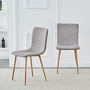 wOod-it Dining Chairs Set of 2, Pre Assembled Fabric Chair Set Upholstered with Oak Legs Mid Century Modern for Dining Room, Kitchen, 15.4" W x 16.5" D x 33.7" H