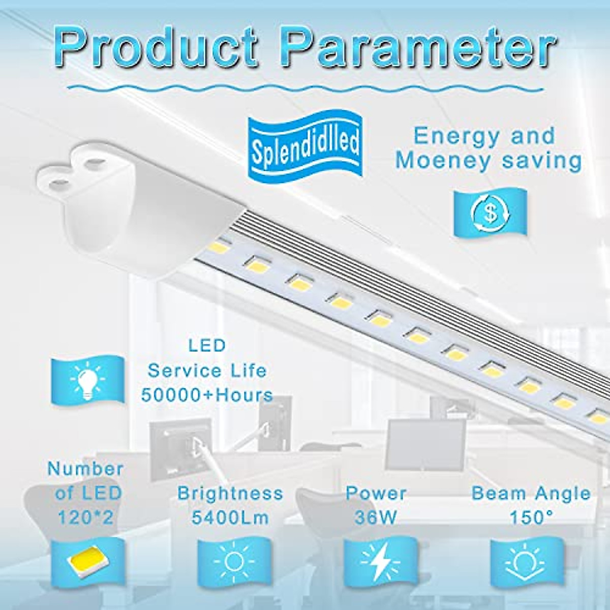 4FT LED Retrofit Kit,Recessed Fluorescent Light Retrofit Super Bright LED Light,Panel Light,Troffer Quick Repair and Retrofit LED Kit,No Professional Tools Required,36w,5000K White Light (4 Pack)