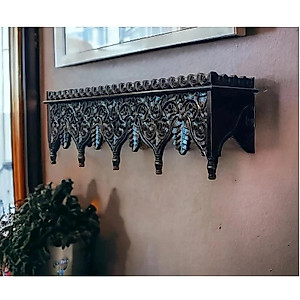 Generic Blackperlcrafts by Wood Wooden Shelf Home Decor Carving Wall Shelf/Handcarved Wall Bracket Wood/Unique Hand Carved Wall Shelf/Wood Carving Wall Shelf Gift, 30x6x9 Inch