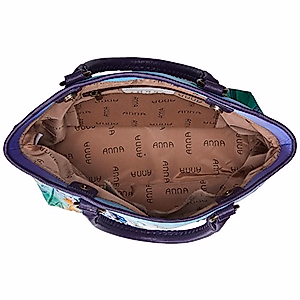 Anna by Anuschka Hand Painted Leather Women's Large Tote, Midnight Peacock