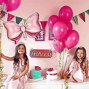 6 Pieces Bow Balloon Mouse Party Decoration Bowtie Pink Balloon Foil Pink Balloon Jumbo Bow Balloon for Wedding Bridal Shower Gender Reveal Balloon Party Gift Decoration (Large and Small)