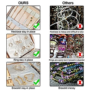 WimuPath Jewelry Travel Organizer Case, Transparent Jewelry Storage Book Ring Binder with Clear Pockets, Zippered Booklet Pouch Bag for Necklaces, Earrings, Rings, Bracelets Accesorries -Pink