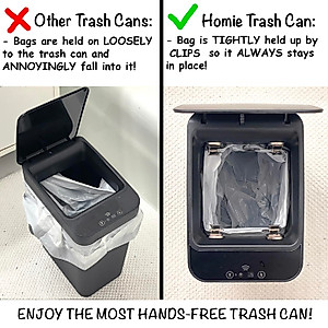Homie Automatic, Smart Trash Can 2.9 Gallon with Touchless Motion Sensor and Anti - Bag Slip Lid, Use as Mini Garbage Basket, Slim Dust Bin, or Decor in Bathroom, Restroom, Kitchen (Matte Black)