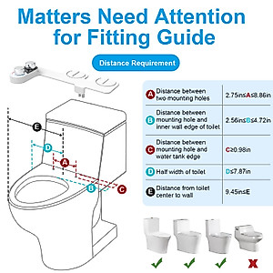 Bidet Attachment for Toilet, Dual Nozzle Sprays Adjustable Hot&Cold Water, Self-Cleaning and Retractable Nozzle, Toilet Seat Bidet Attachment for Rear, Feminine Wash